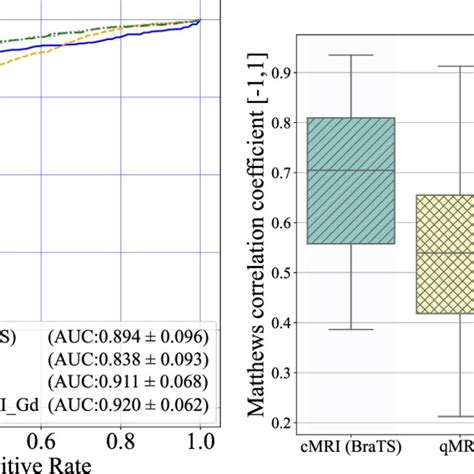 receiver operator curves left and matthews correlation coefficient