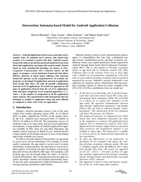 Pdf Intersection Automata Based Model For Android Application Collusion