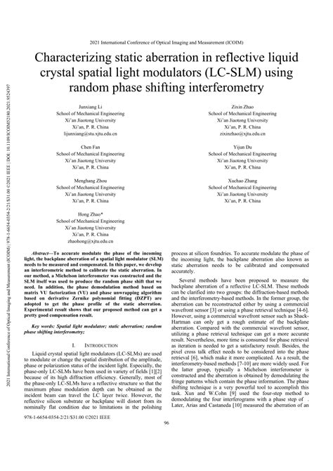 Pdf Characterizing Static Aberration In Reflective Liquid Crystal