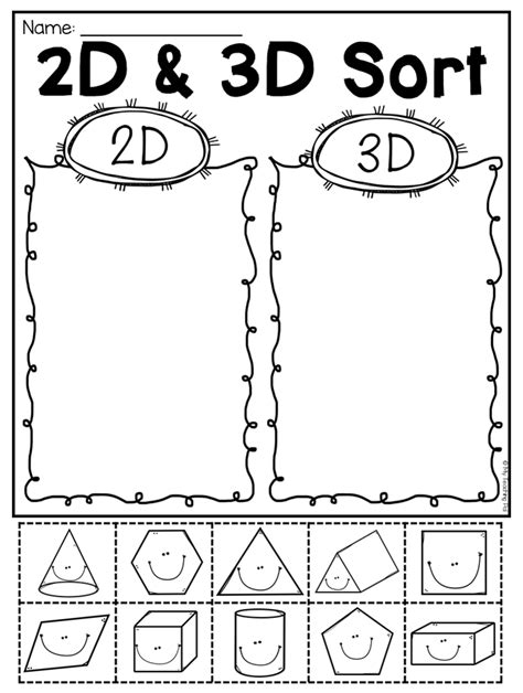 Sorting Shapes Worksheet First Grade