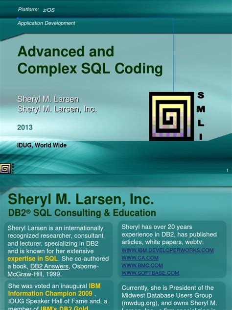 Idug 2013 Sheryl Larsen Advanced Sql Coding Download Free Pdf Sql