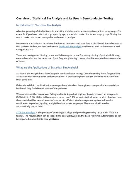 Ppt Overview Of Statistical Bin Analysis And Its Uses In