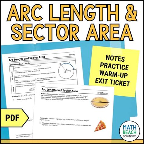 Arc Length And Sector Area Notes Practice Video By Math Beach Solutions