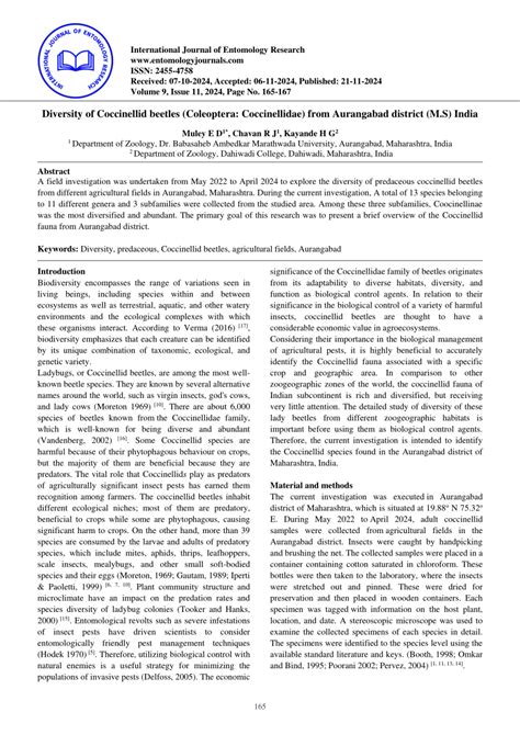 Pdf Diversity Of Coccinellid Beetles Coleoptera Coccinellidae From