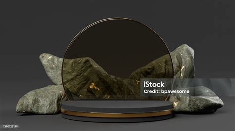 럭셔리 골드 록 연단 모형 황금 반지가있는 유리 둥근 프레임 0명에 대한 스톡 사진 및 기타 이미지 0명 3차원 형태 검은색 Istock