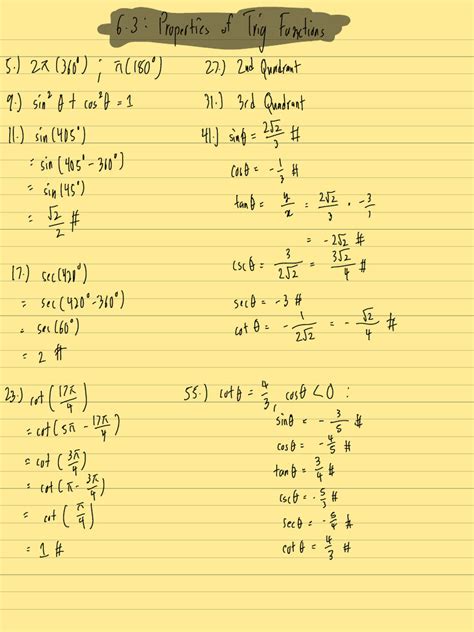 63 Properties Of Trig Functions Pdf