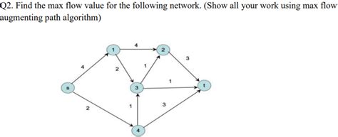 solved q2 find the max flow value for the following