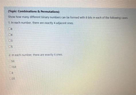 Solved Topic Combinations And Permutations Show How Many