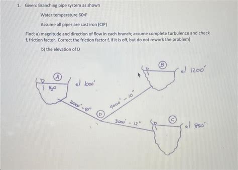 [solved] 1 Given Branching Pipe System As Shown Water Te