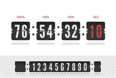 빈티지 플립 시계 시간 카운터 벡터 템플릿 복고풍 디자인 점수 판 시계 점수 판 카운트 다운 숫자 글꼴 프리미엄 벡터