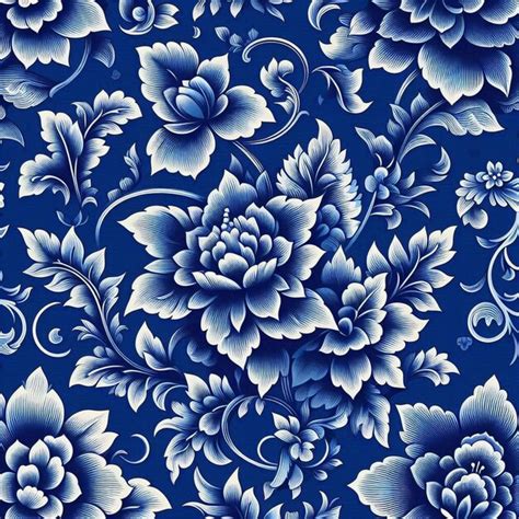 Traditional Floral Patterns Cobalt Blue Premium Ai Generated Vector