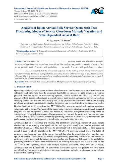 Pdf Analysis Of Batch Arrival Bulk Service Queue With Two Fluctuating