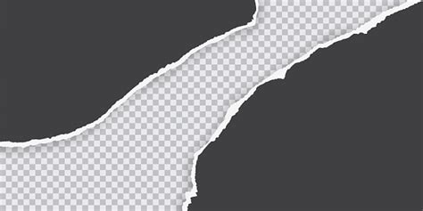 투명한 배경에 찢어진 가장자리가 있는 찢어진 검은 종이 시트 스크랩북 가장자리 노트북 눈물 빈 페이지 분할 벡터 일러스트 레이 션 훼손된 편지 문서 모형 홍보 배너