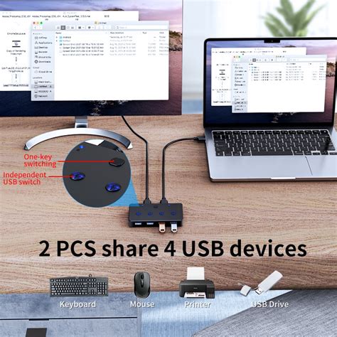 ACASIS USB Kvm Switch Computers Port Peripheral Switcher Adapter Box Selector For Pc