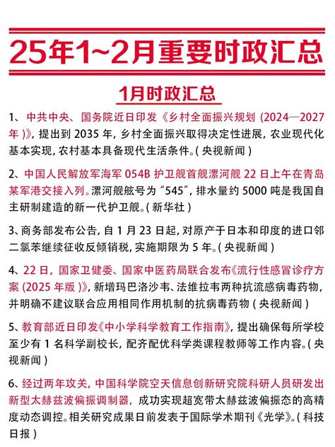 2025年一月二月国内外热门重大事件时间表 抖音