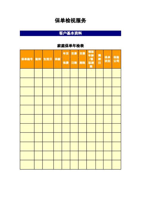 保单检视表 模板 文档之家
