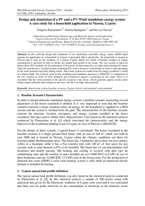 Pdf Design And Simulation Of A Pv And A Pvwind Standalone Energy