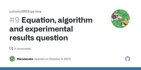 Equation Algorithm And Experimental Results Question · Issue 9