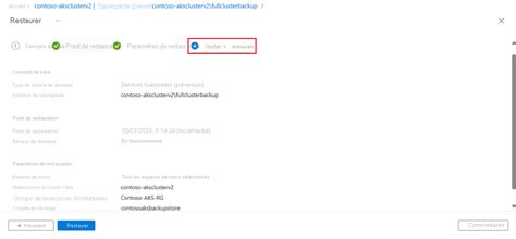 Restaurer Azure Kubernetes Service Aks à Laide De Sauvegarde Azure Azure Backup Microsoft