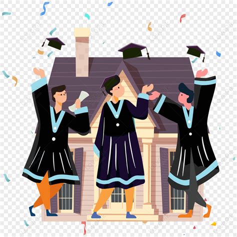 학교 일러스트 교육 축하 졸업생건물졸업하다리본 Png 일러스트 무료 다운로드 Lovepik