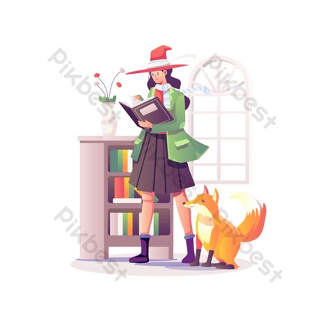 벡터 일러스트 레이 션 다양 한 작업에 할로윈 마녀 캐릭터 일러스트 Ai 무료 다운로드 Pikbest