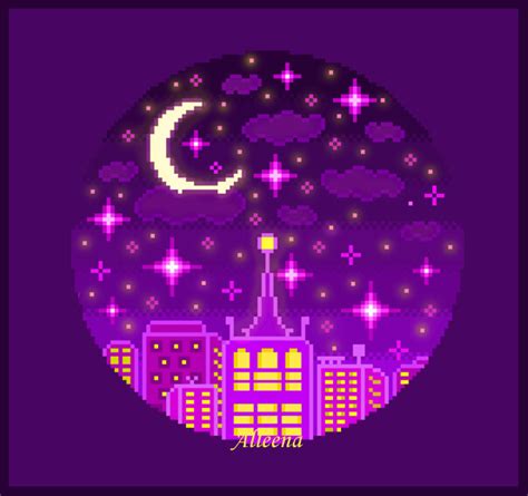 artstation city night sky pixel art