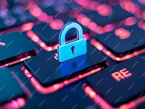 Blue Padlock On Red Illuminated Keyboard Cyber Security And Digital Privacy Concept Premium Ai