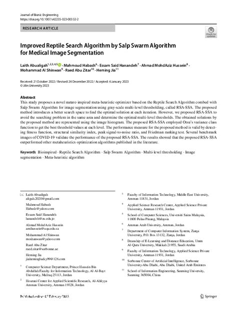 Pdf Improved Reptile Search Algorithm By Salp Swarm Algorithm For