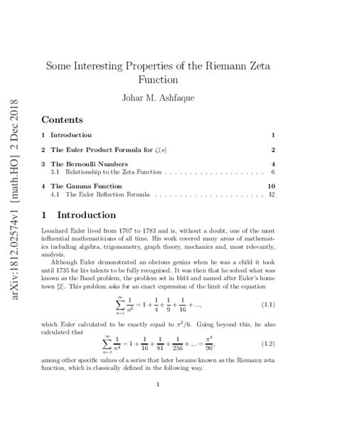 Pdf Some Interesting Properties Of The Riemann Zeta Function