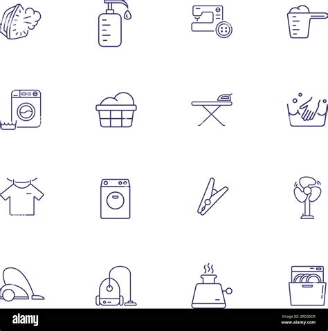 Housekeeping Line Icon Set Sewing Ironing Stock Vector Image And Art