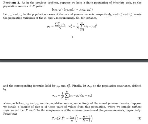 Solved Problem 1 Suppose We Have A Finite Population Of