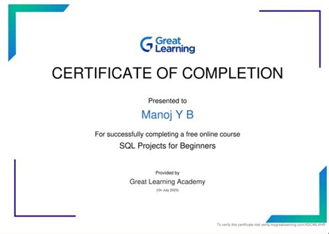 Manoj Y B Manu On Linkedin Excited To Share That I Have Successfully Completed The Sql Project