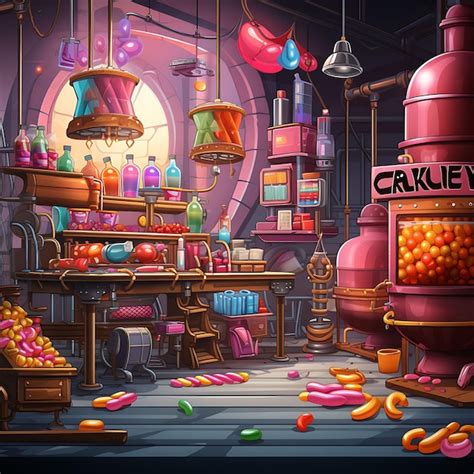 Premium Photo Candy Factory Candy Conveyor Belt Gumball Stool Candy Dispen Creative Design