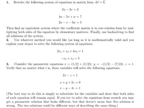 Solved 1 Rewrite The Following System Of Equations In