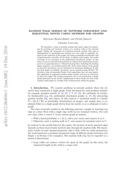 Random Walk Models Of Network Formation And Sequential Monte Carlo