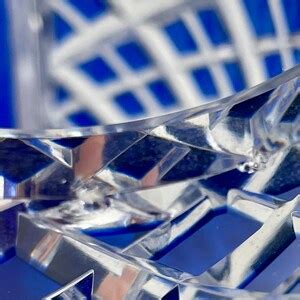 Japanese Kagami Cut Crystal Edo Kiriko Crystal Glass Blue Vase Etsy