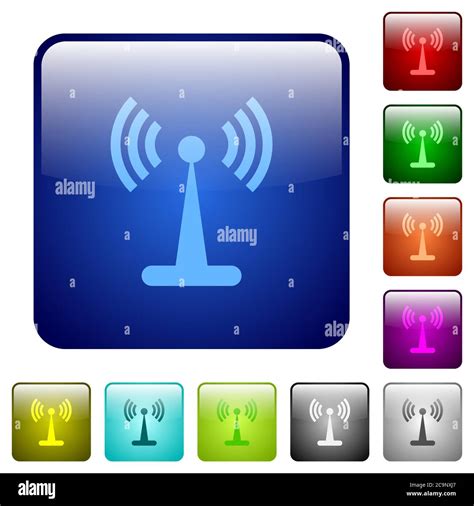 Wlan Network Icons In Rounded Square Color Glossy Button Set Stock Vector Image And Art Alamy