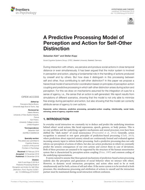 Pdf A Predictive Processing Model Of Perception And Action For Self