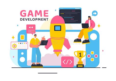 Vector Illustration Of Video Game Development With Games Digital Technology Programming And