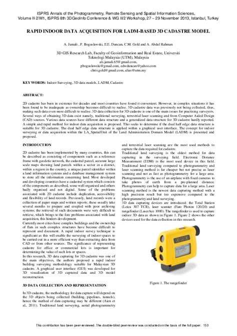 Pdf Rapid Indoor Data Acquisition For Ladm Based 3d Cadastre Model