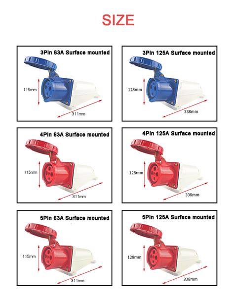 산업용 플러그 및 소켓 세트 방수 전기 커넥터 벽 마운트 소켓 암수 220v 380v 3 핀 45 핀 63a 125a 전기 장비 및 소모품