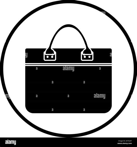 Business Woman Briefcase Icon Thin Circle Stencil Design Vector Illustration Stock Vector