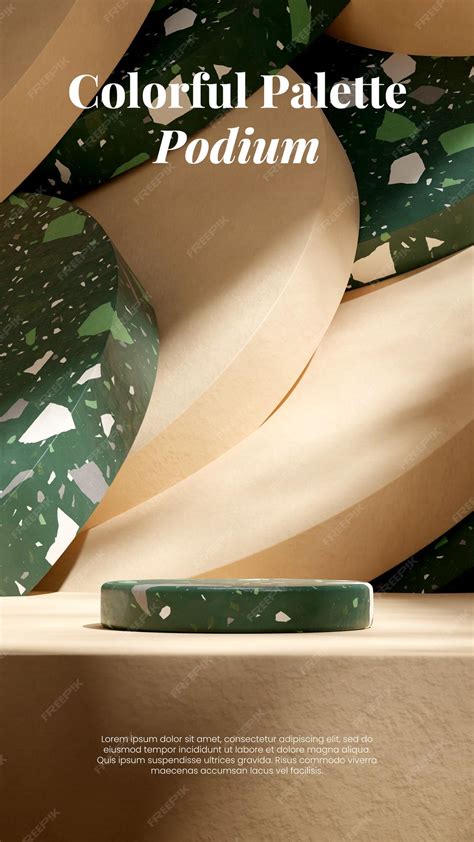 Зеленый терраццо цилиндрический подиум в портрете коричневая текстура стены 3d изображение