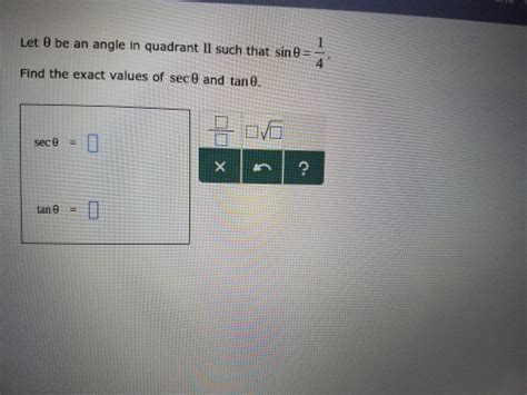 Solved Let Theta Be An Angle In Quadrant II Such That Sin Chegg Com