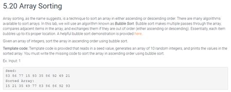 Solved Array Sorting Array Sorting As The Name Chegg