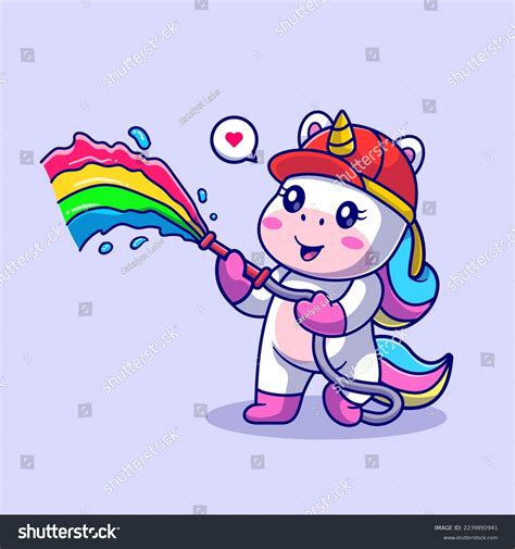 Cute Unicorn Firefighter Rainbow Water Cartoon Stock Vector Royalty Free 2239892941 Shutterstock