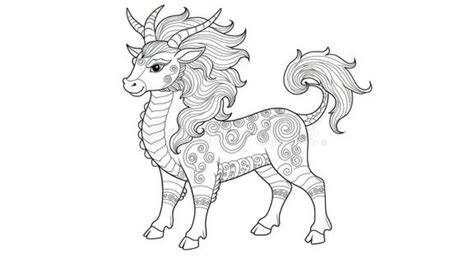 A Chinese Qilin With A Gentle Look And A Flowing Mane Stock Vector