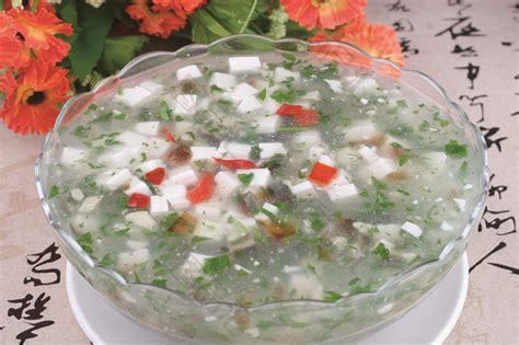 香菜皮蛋豆腐羹图片 图品汇