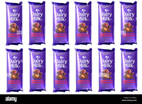 Rows Of Cadbury Chocolate Bars Photographed Against A White Background Stock Photo Alamy