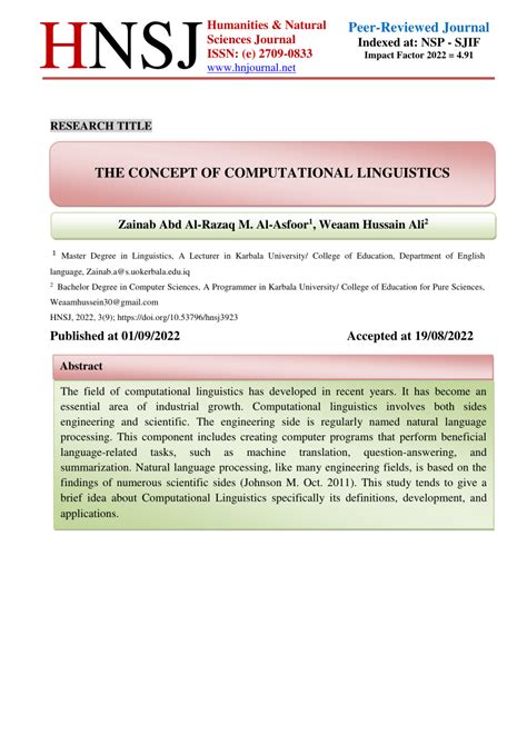 Pdf The Concept Of Computational Linguistics